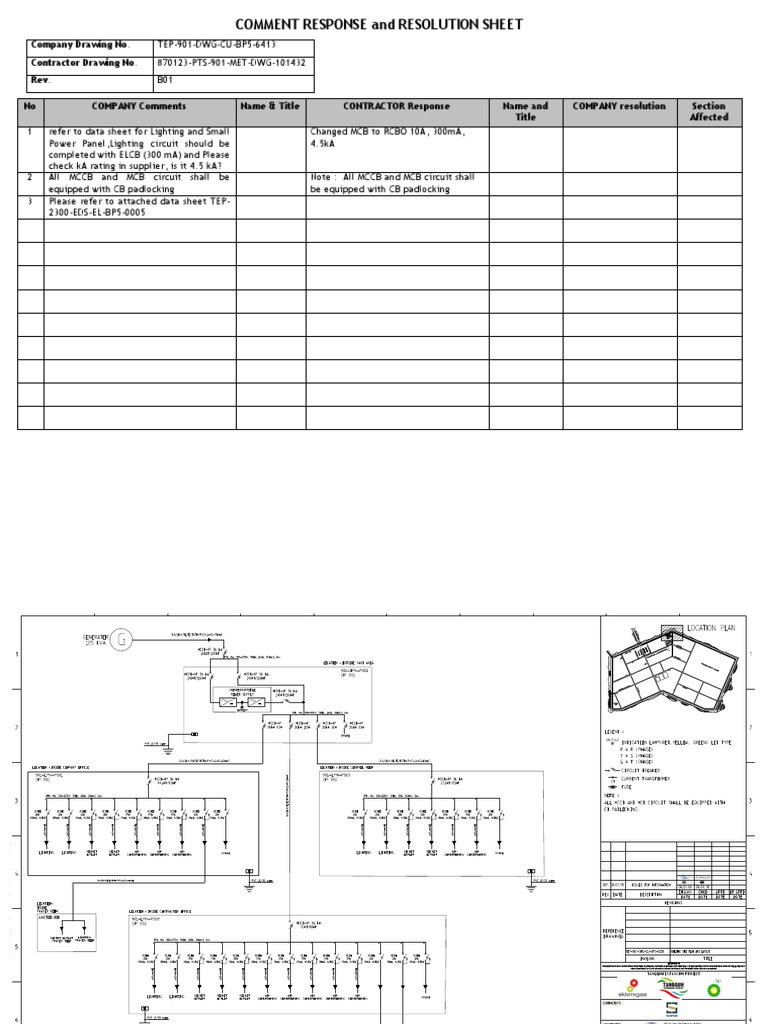 Comment Response And Resolution Sheet