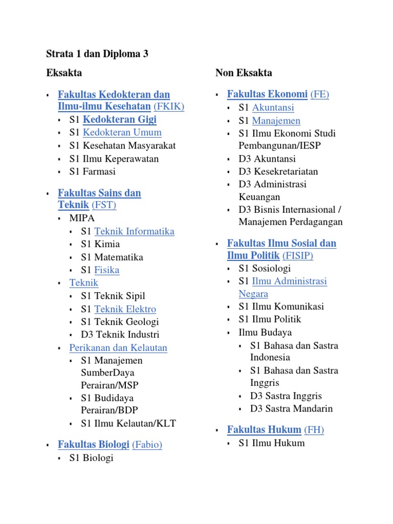 Strata 1 Dan Diploma 3 | PDF
