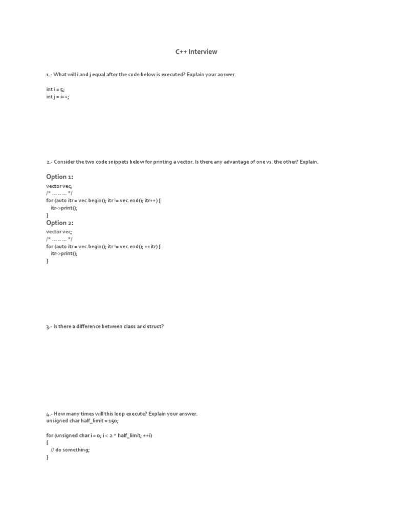 C++ Interview: Option 1 | PDF