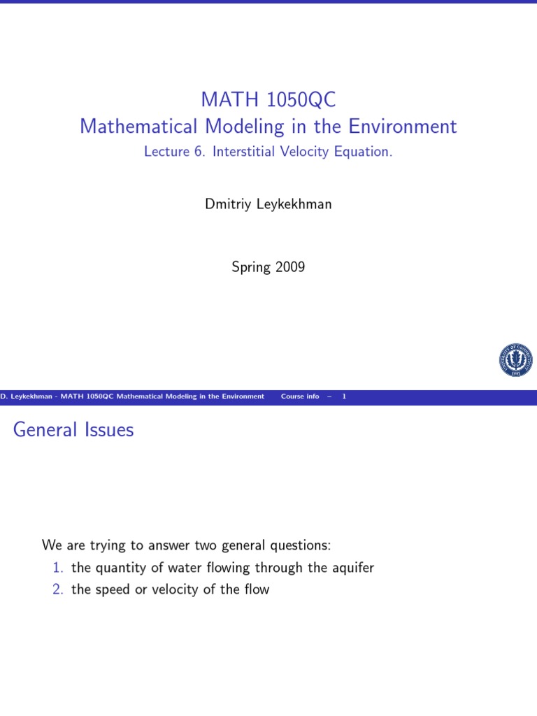 Ch2 5 Interstitial Velocity Equation | Porosity | Hydrology