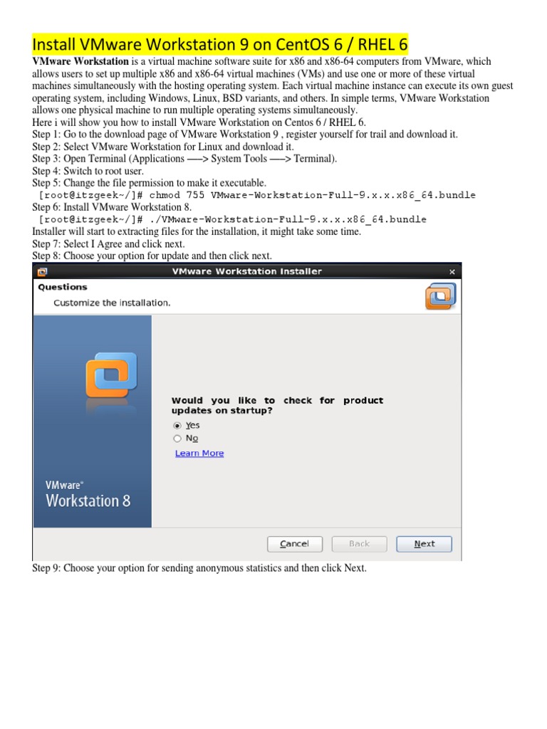 Install VMware Workstation 9 On CentOS 6 | PDF