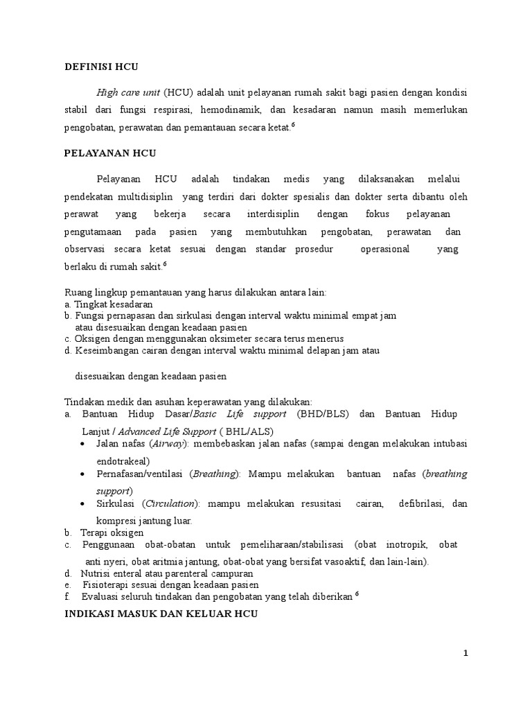 Manajemen Pelayanan HCU Dan ICU | PDF