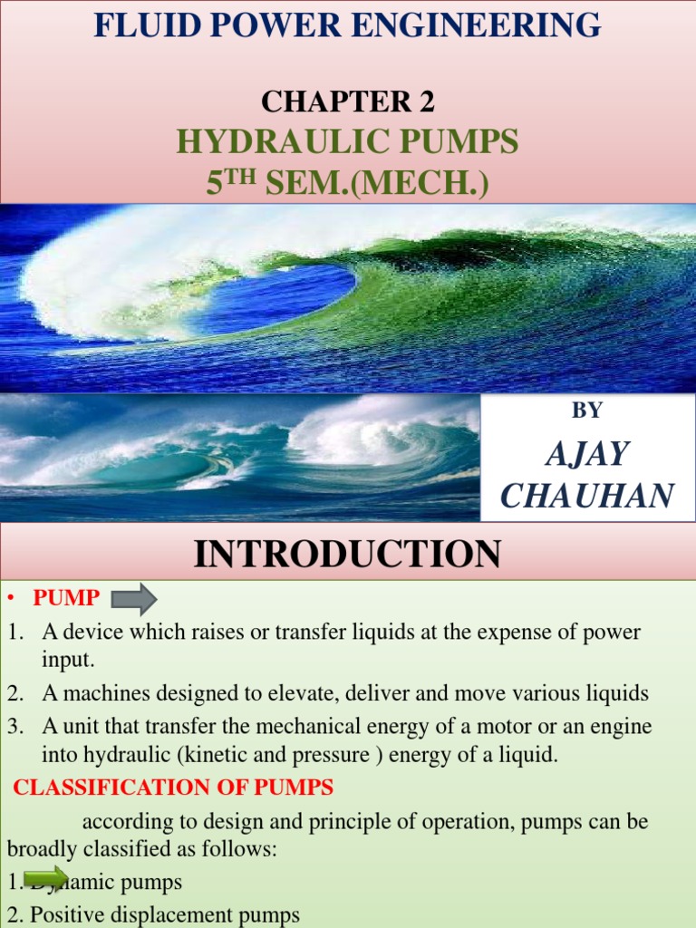 Hydraulic Pumps 5 SEM. (MECH.) : Ajay Chauhan | PDF | Pump | Continuum ...