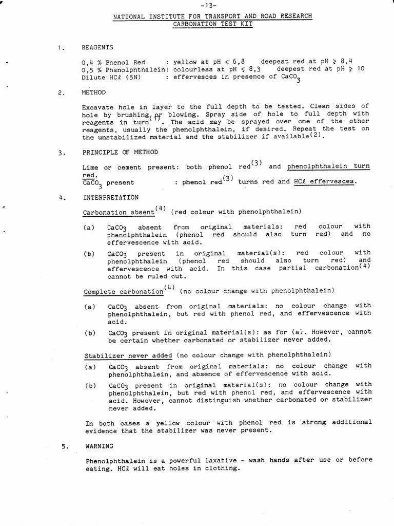 Carbonation With Phenolphthalein and Acid | PDF | Chemical Compounds | Materials