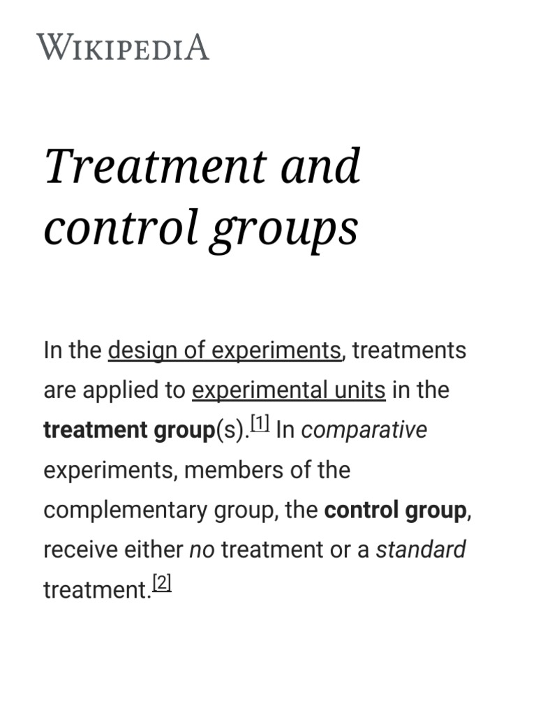 Treatment and Control Groups - Wikipedia | PDF | Treatment And Control ...
