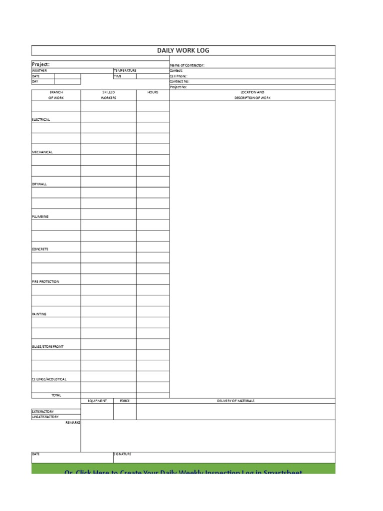 Ic Daily Weekly Inspection Log Template | PDF | Technology ...