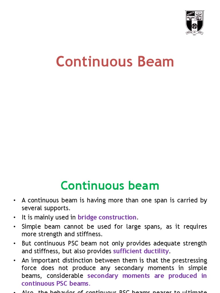 Continuous PSC Beam Overview | PDF | Beam (Structure) | Bending
