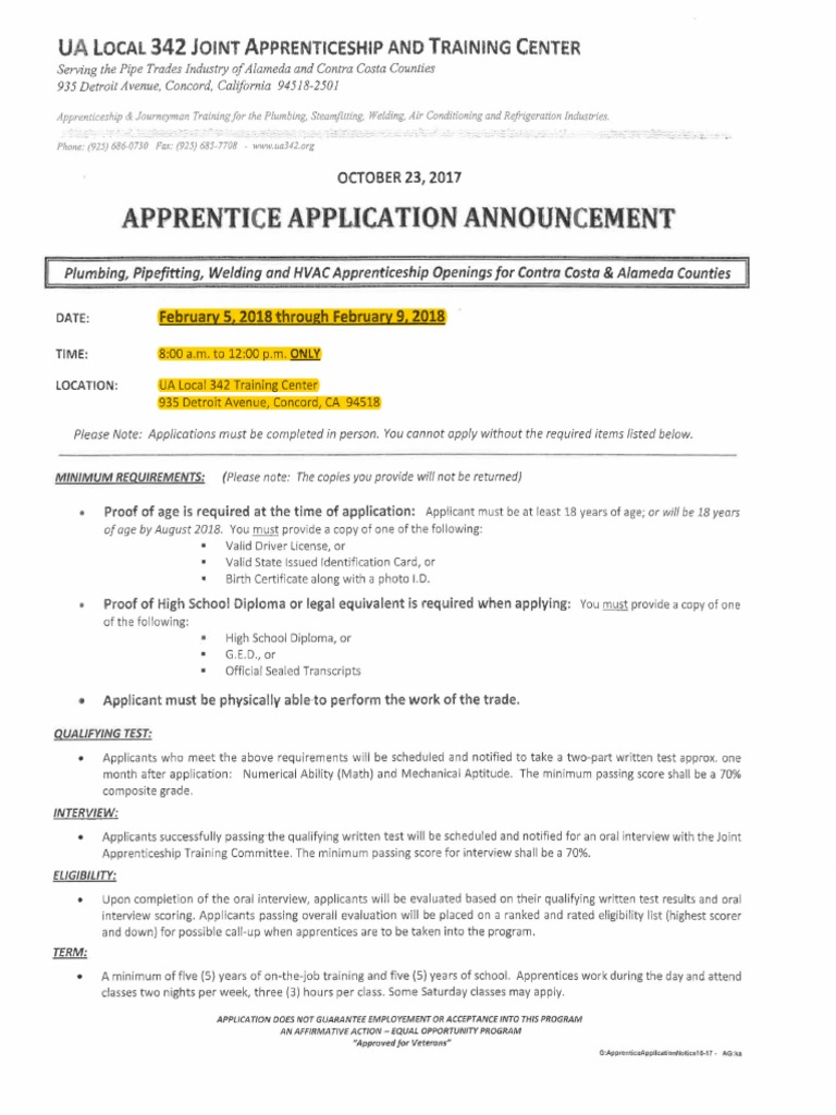 '18 LU 342 Apprentice Sign-Ups | PDF | Fraction (Mathematics ...