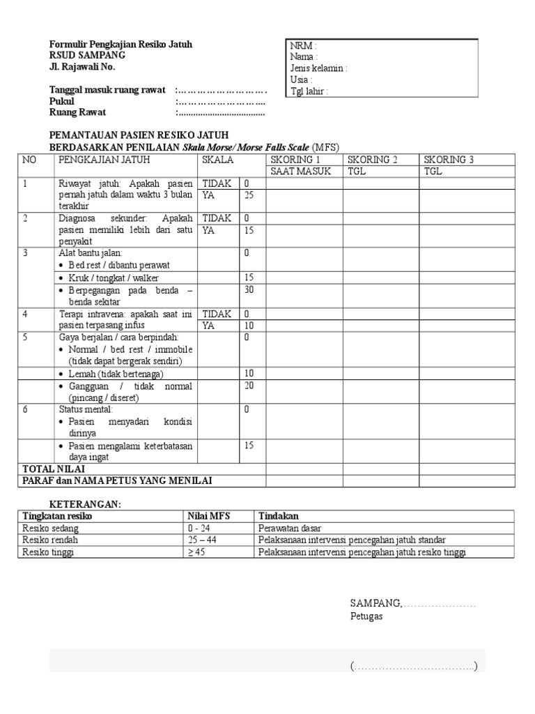 Skala Pasien Jatuh Morse | PDF