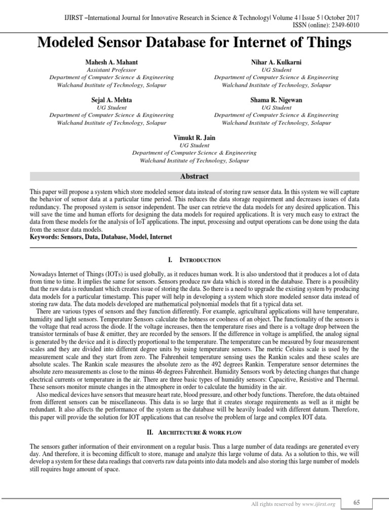 Modeled Sensor Database For Internet of Things | PDF | Internet Of ...