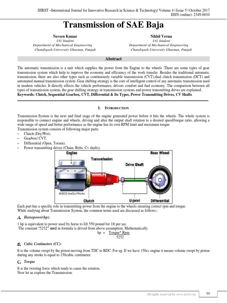 Transmission of SAE Baja | PDF | Transmission (Mechanics) | Clutch