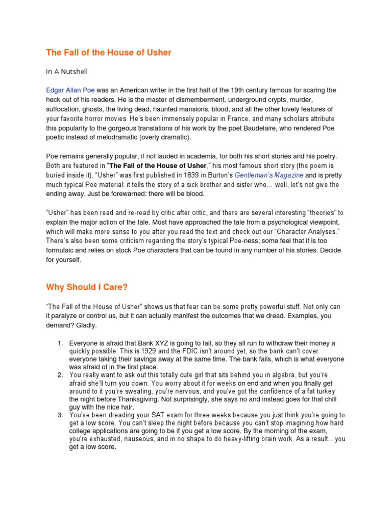 The Fall of The House of Usher - ANALYSIS | PDF | Edgar Allan Poe