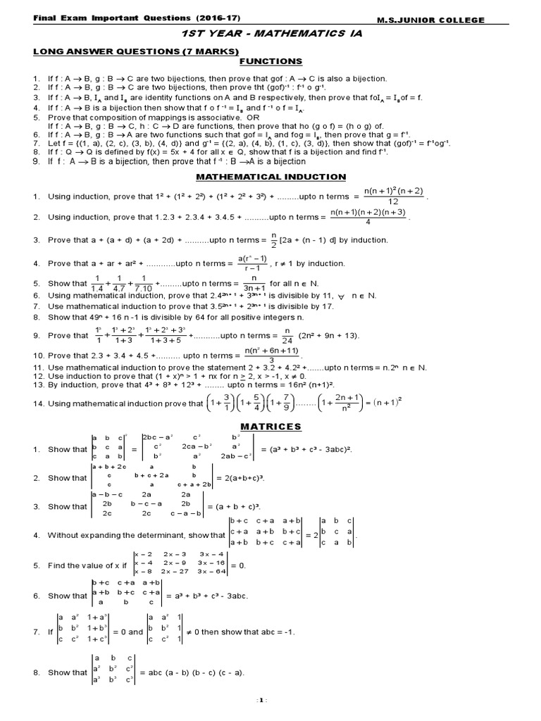 Intermediate Mathematics Important Questions by Aimstutorial - in | PDF ...