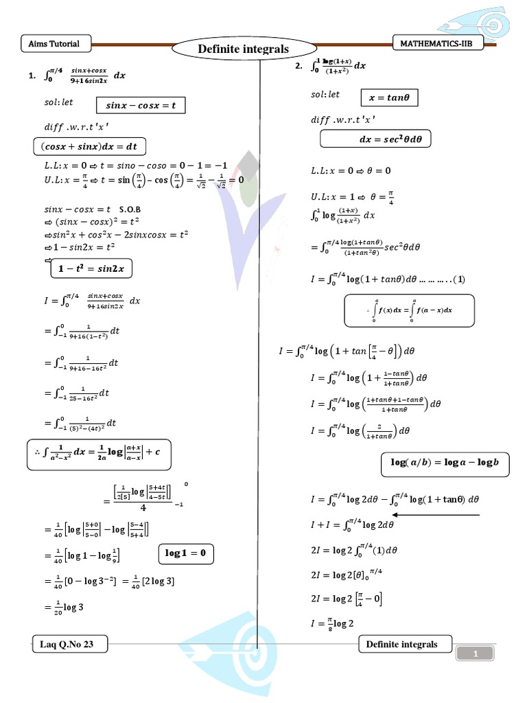 Intermediate Mathematics 2B D Integration | PDF | Mathematical Analysis ...