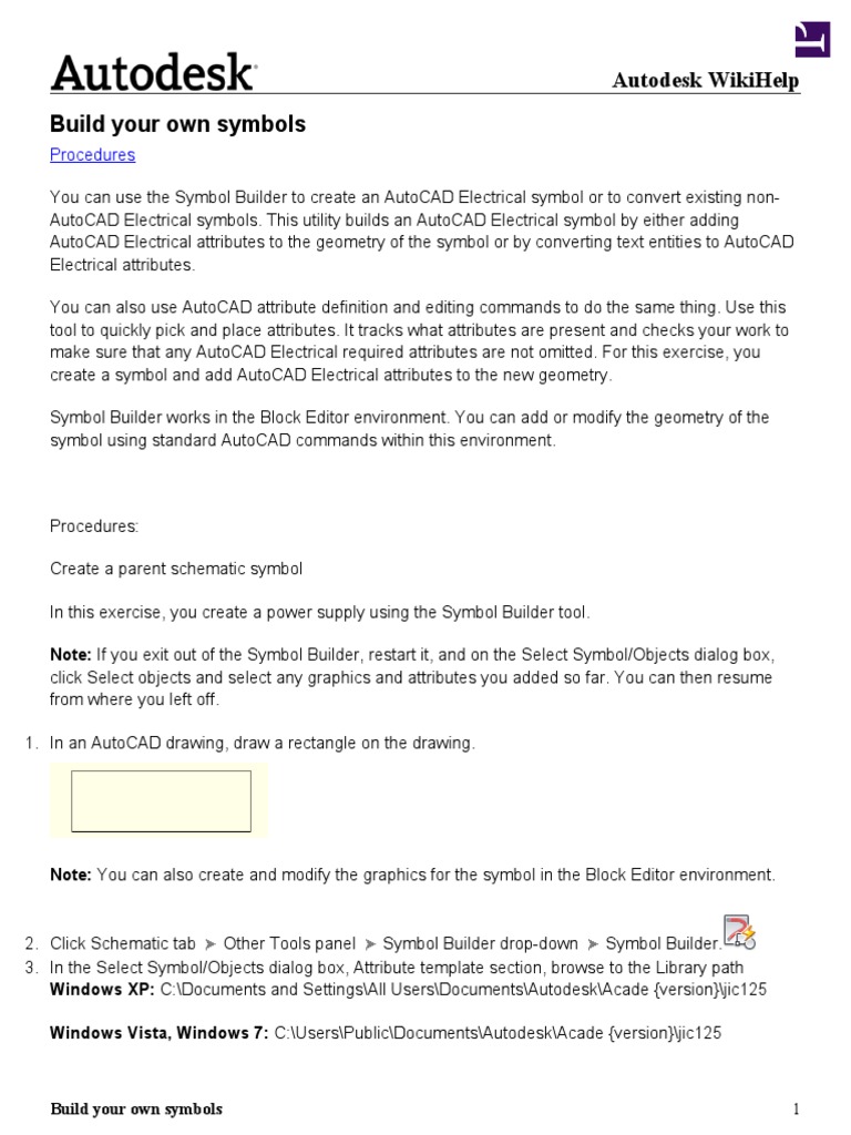 Build Your Own Symbols Autodesk Wikihelp: Procedures | PDF | Auto Cad ...