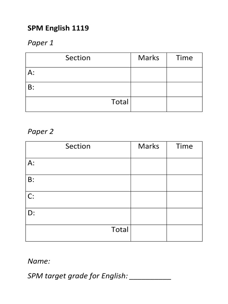 SPM English 1119 | PDF | Language Arts & Discipline