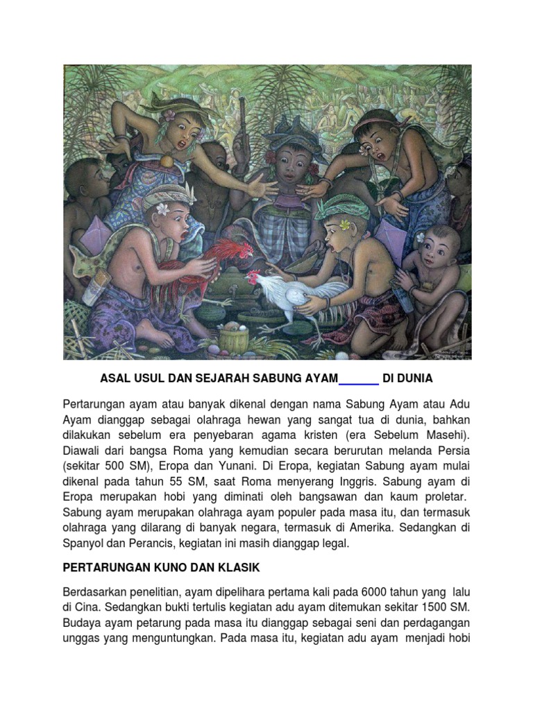 Asal Usul Dan Sejarah Sabung Ayam Di Dunia | PDF