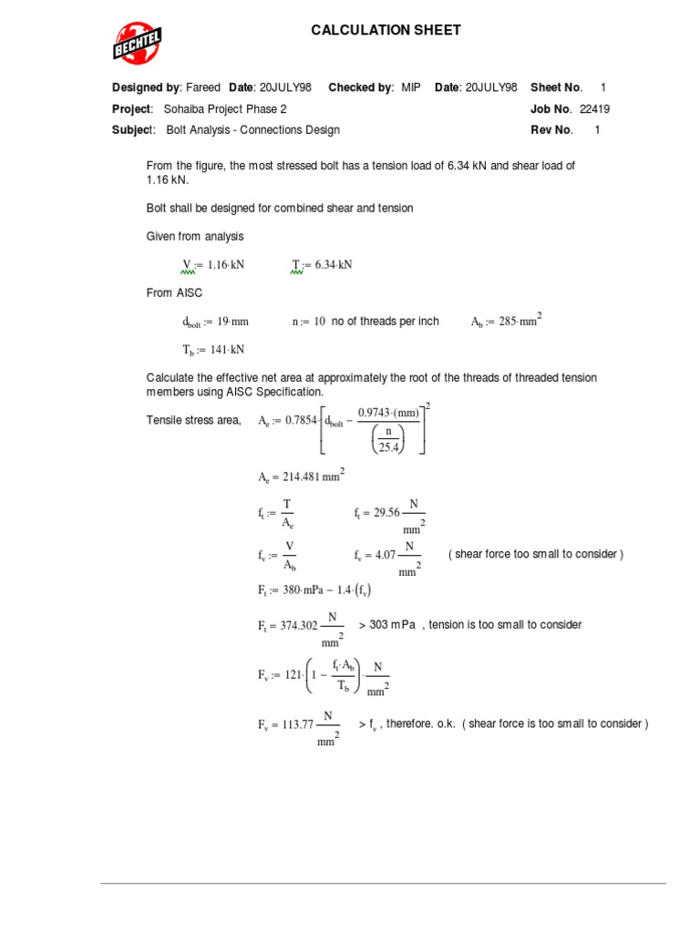 Bolt Analysis | PDF | Screw | Classical Mechanics