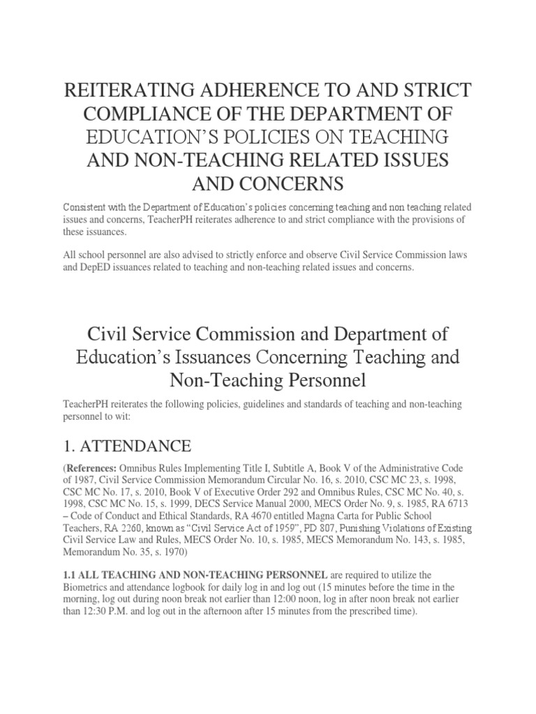 Reiterating Adherence To and Strict Compliance of The Department of ...