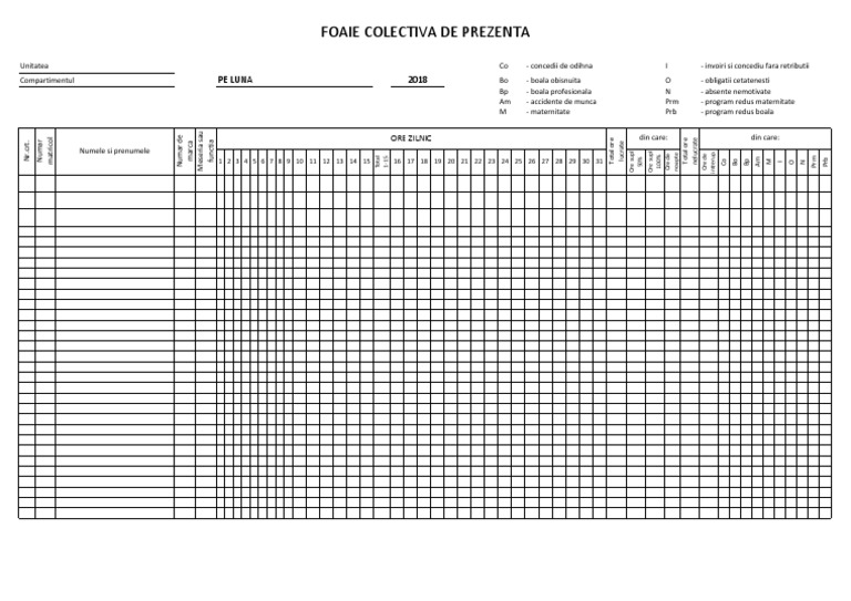 Foaie Colectiva de Prezenta
