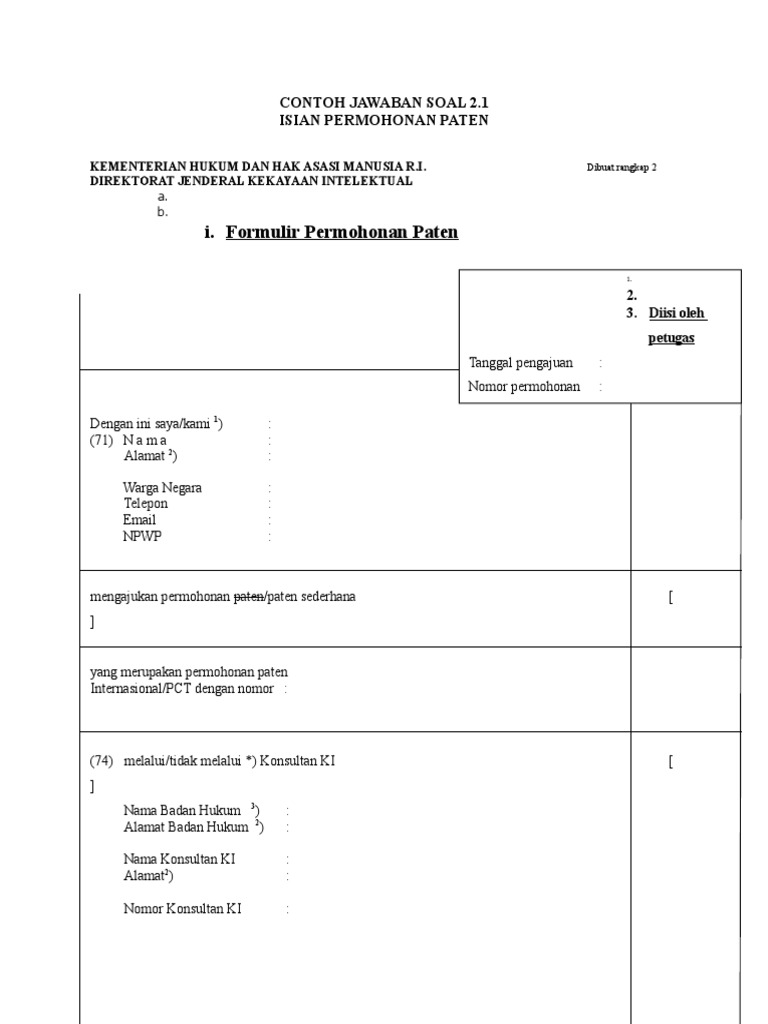 Form Permohonan Paten Beserta Dokumen Paten | PDF