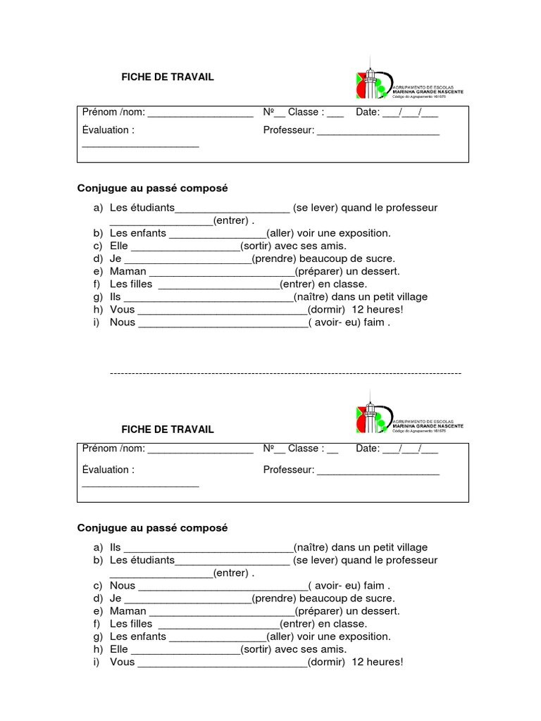 Passe Compose Exercices PDF | PDF