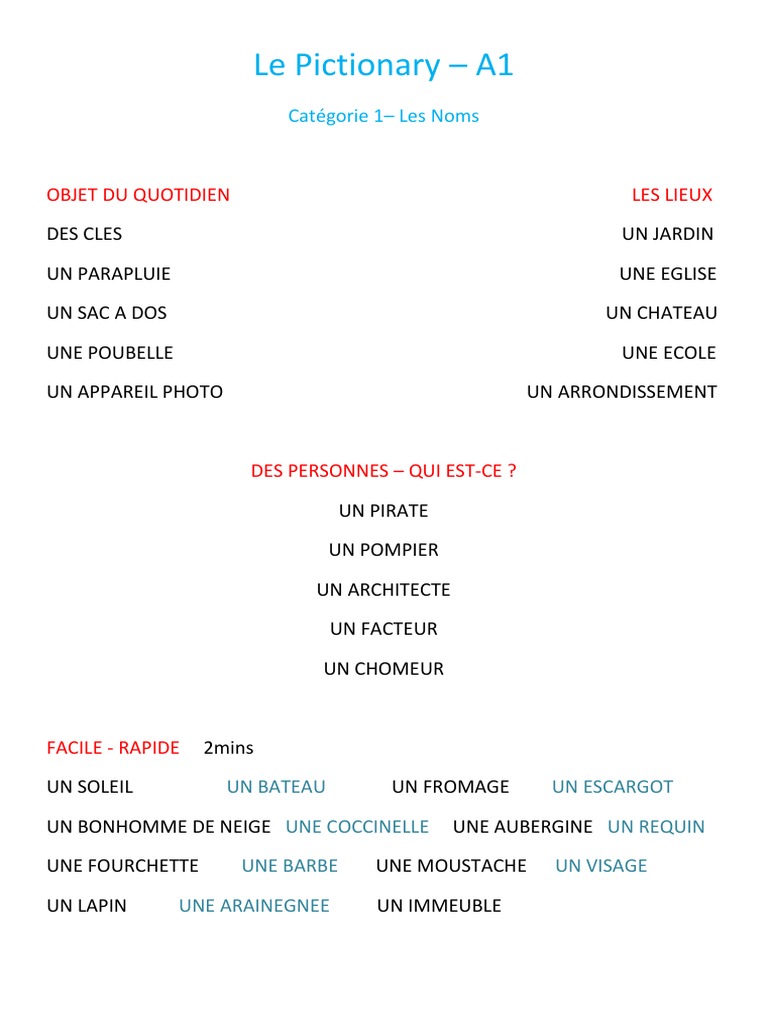 Le Pictionary A1 | PDF