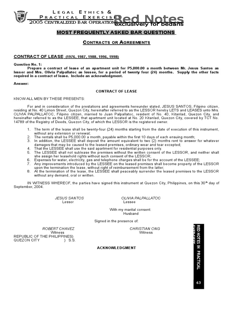 Beda Red Notes Legal Forms | PDF | Lease | Lawsuit