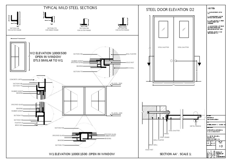 Typical Mild Steel Sections Steel Door Elevation D2: W2 ELEVATION ...