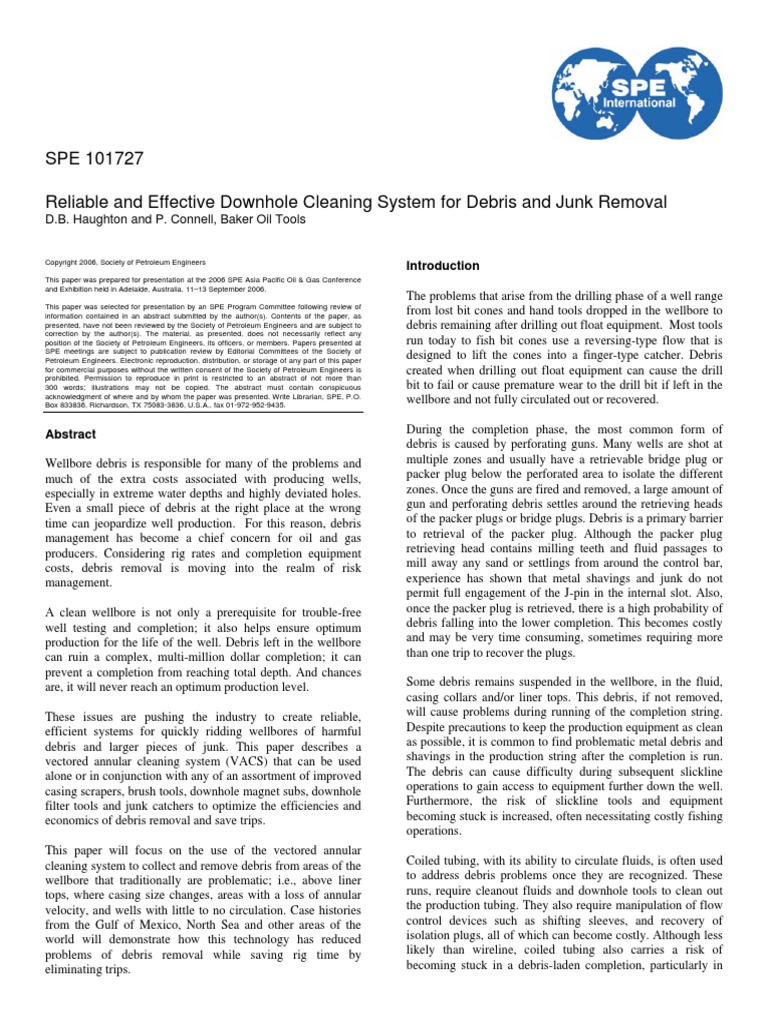 SPE 101727 Reliable and Effective Downhole Cleaning System For Debris ...