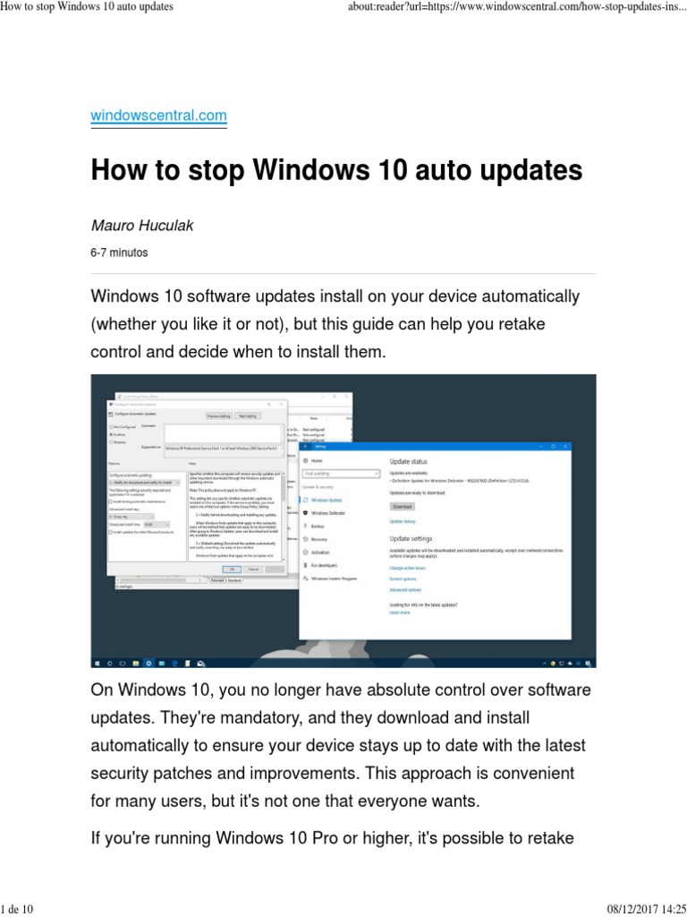 Stop Windows 10 Auto Updates Guide | PDF | Windows 10 | Windows Registry
