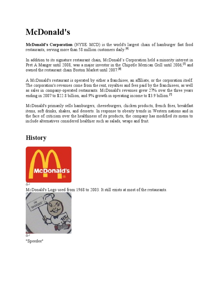 MC Donald | PDF | Mc Donald's | Fast Food Restaurants