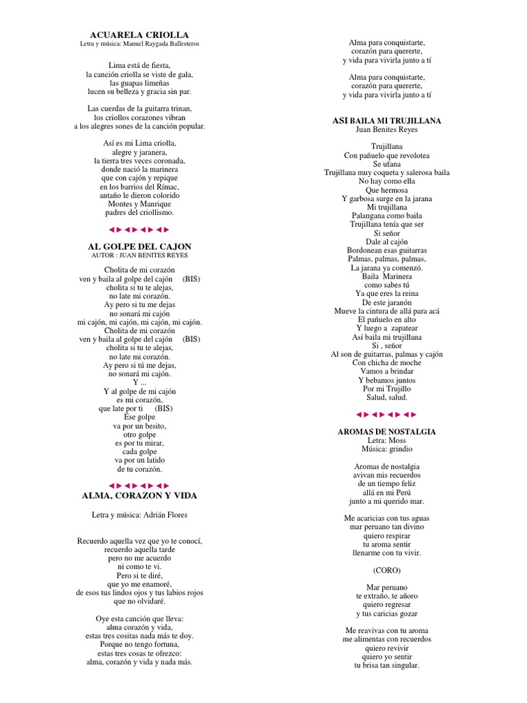 Canciones Criollas | Ocio | Entretenimiento (general)