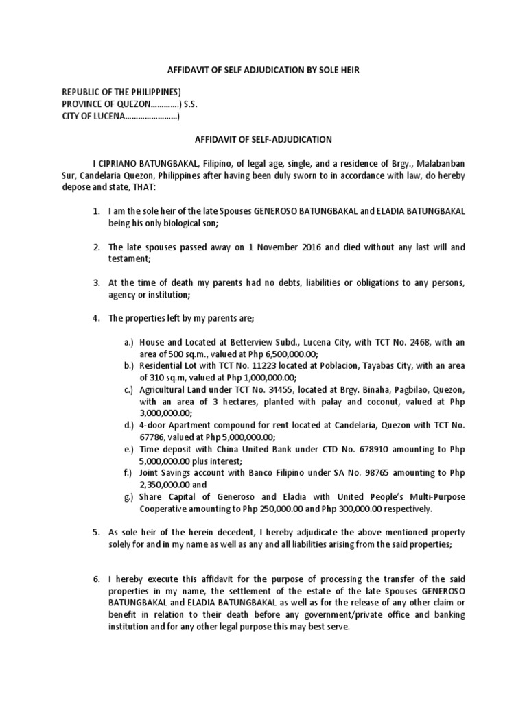 Affidavit of Self Adjudication | PDF | Government | Economies