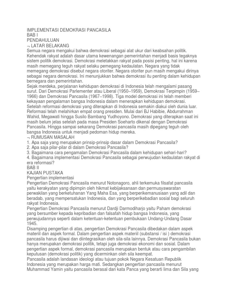 Implementasi Demokrasi Pancasila | PDF