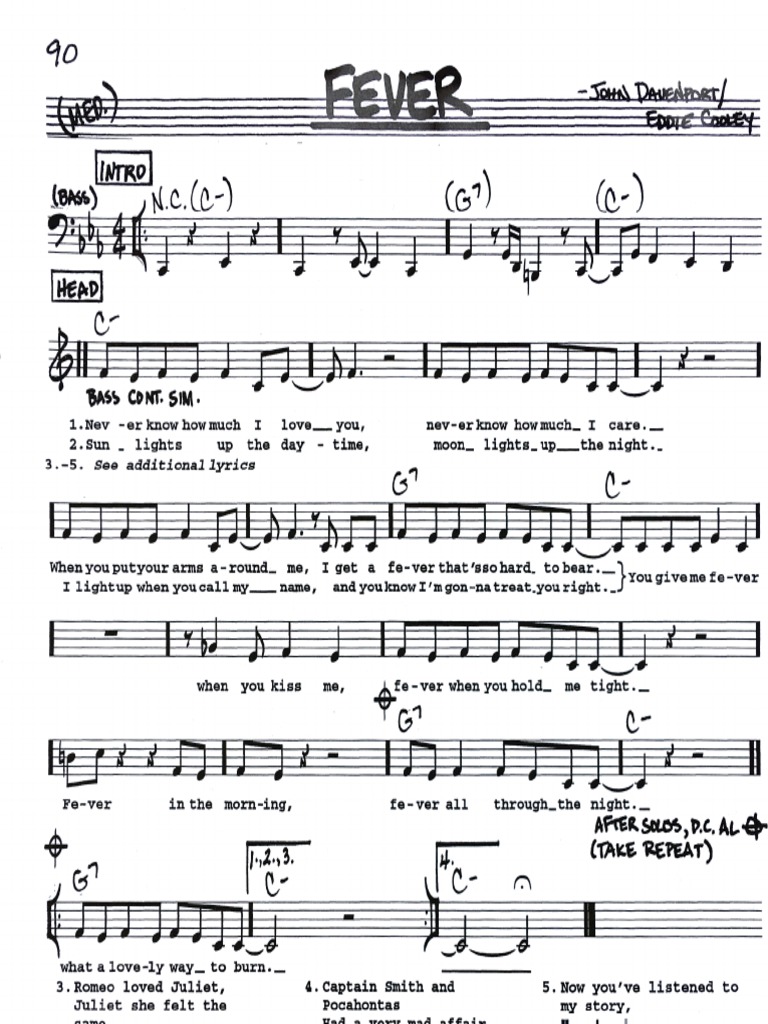 Fever - Vocal Lead Sheet | PDF