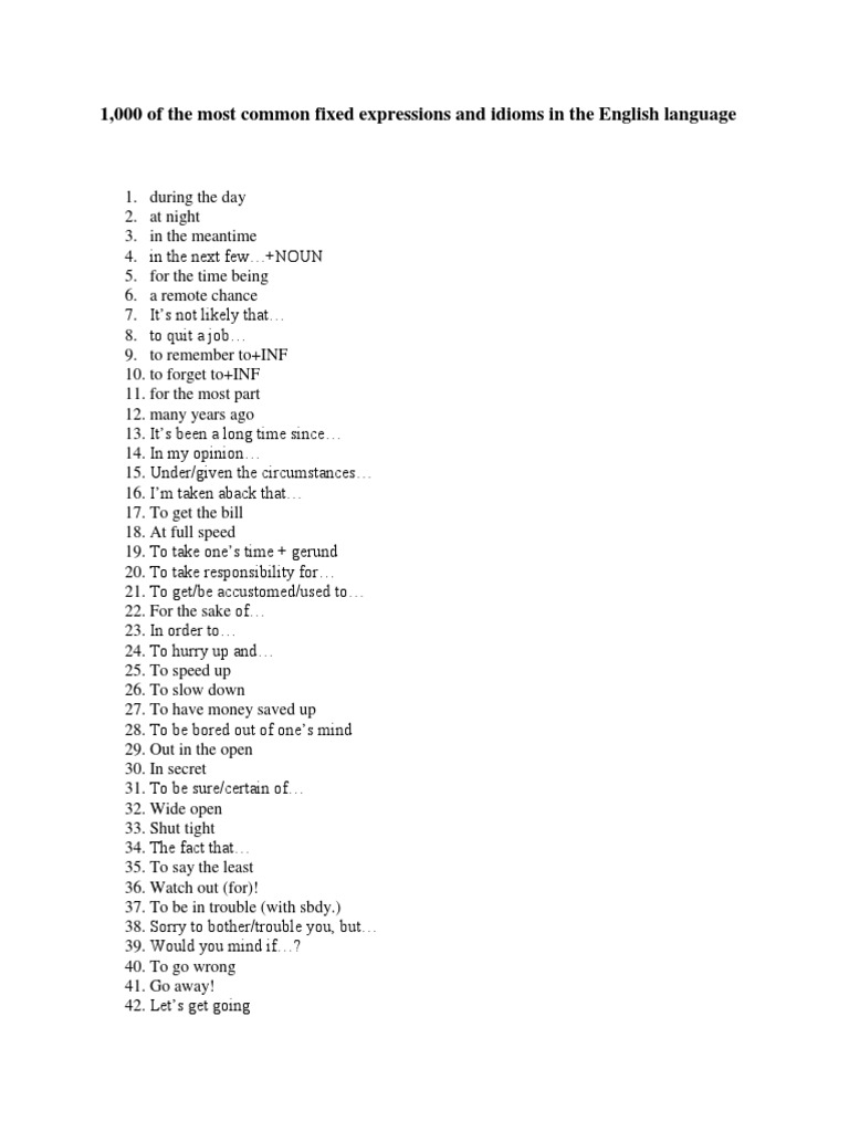1,000 Common English Idioms List | PDF | Idiom