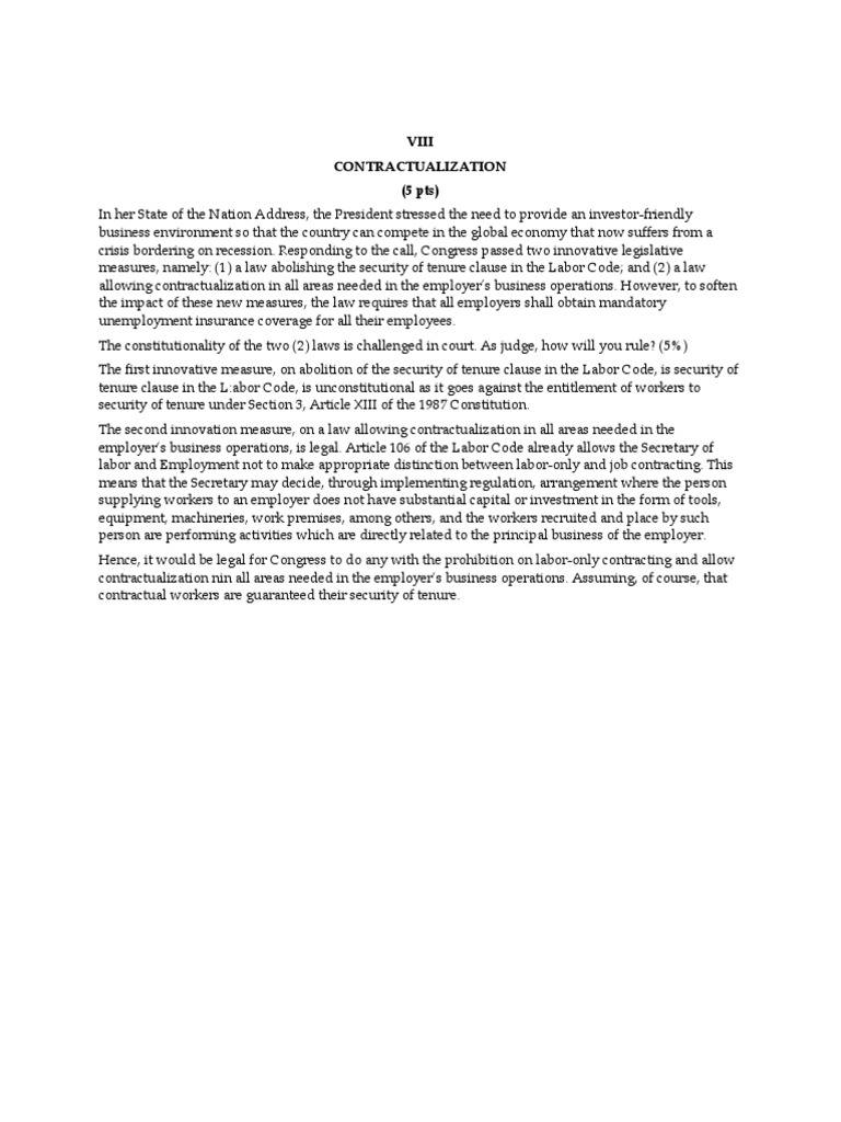 Viii Contractualization (5 PTS) | PDF