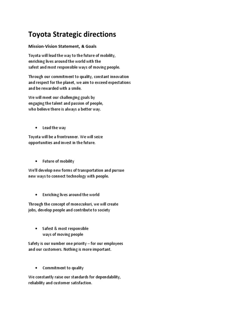 Toyota Strategic Direction | PDF | Toyota | Innovation