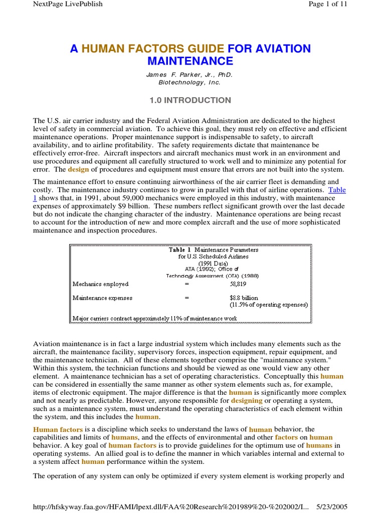 A For Aviation Maintenance: Human Factors Guide | PDF | Lighting ...