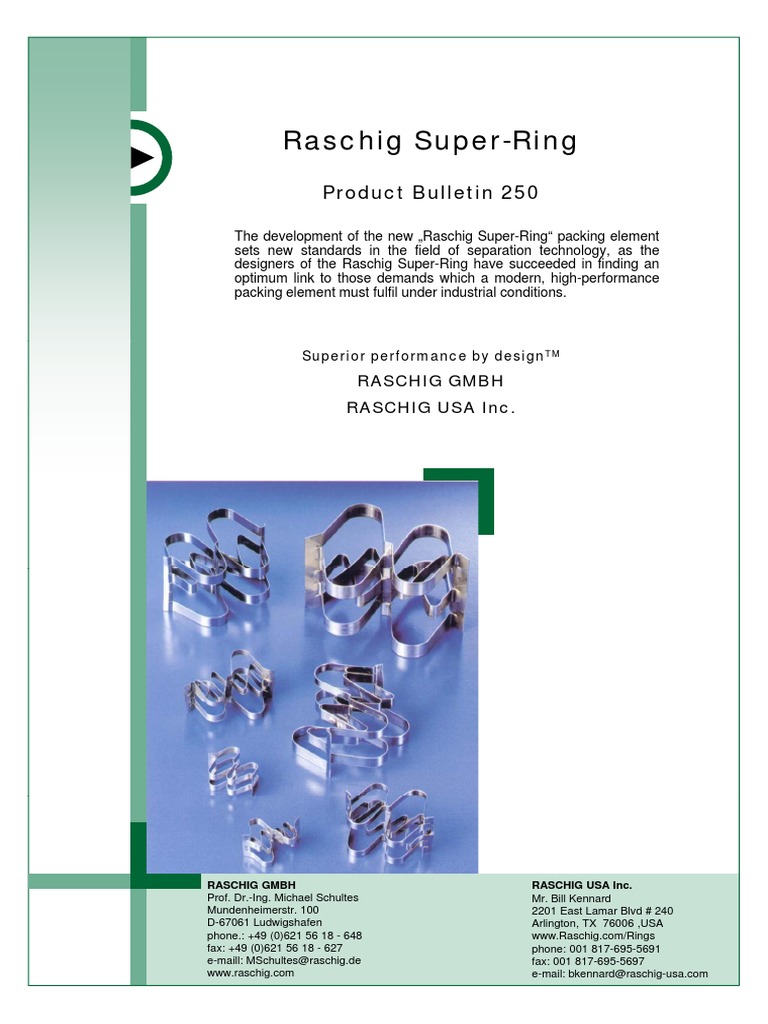 Raschig Super-Ring: Product Bulletin 250