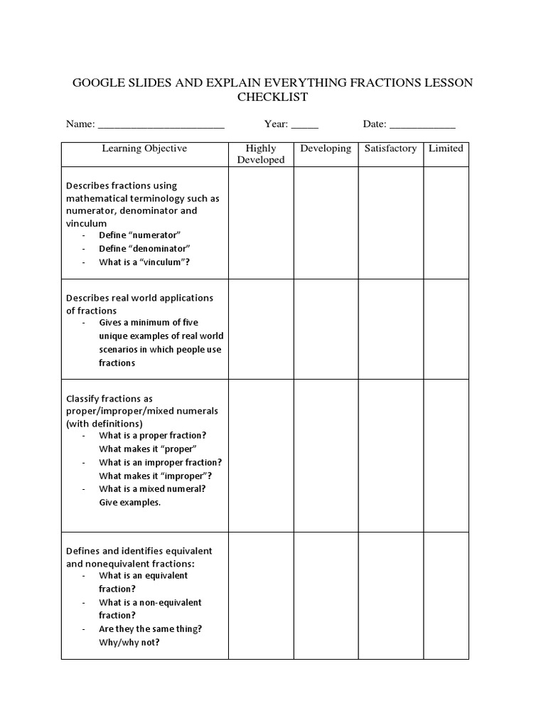 Lesson 2 Assessment Checklist | PDF