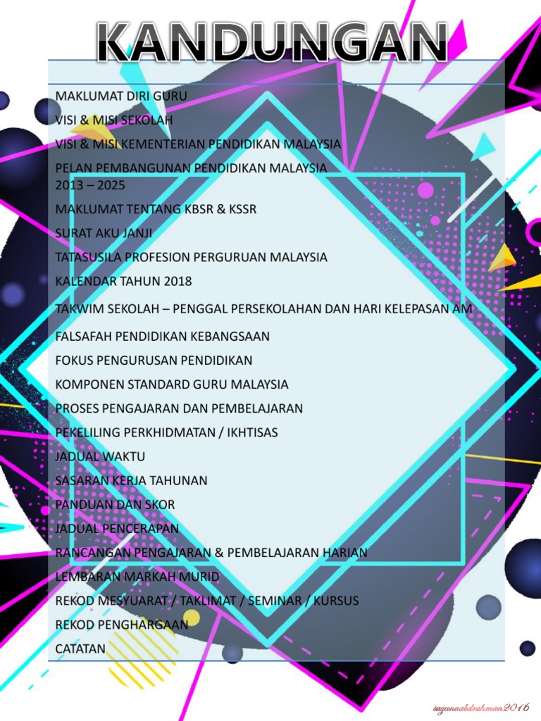 Divider Buku Rekod Pengajaran Dan Pembelajaran 2018 | PDF