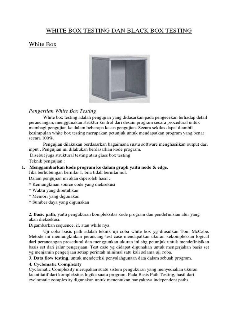 White Box Testing Dan Black Box Testing | PDF | Komputer | Teknologi ...