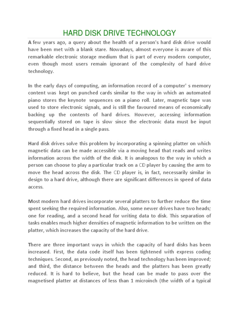 Hard Disk Drive Technology | PDF | Hard Disk Drive | Disk Storage