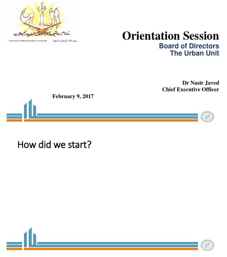 Orientation Session: Board of Directors The Urban Unit | PDF