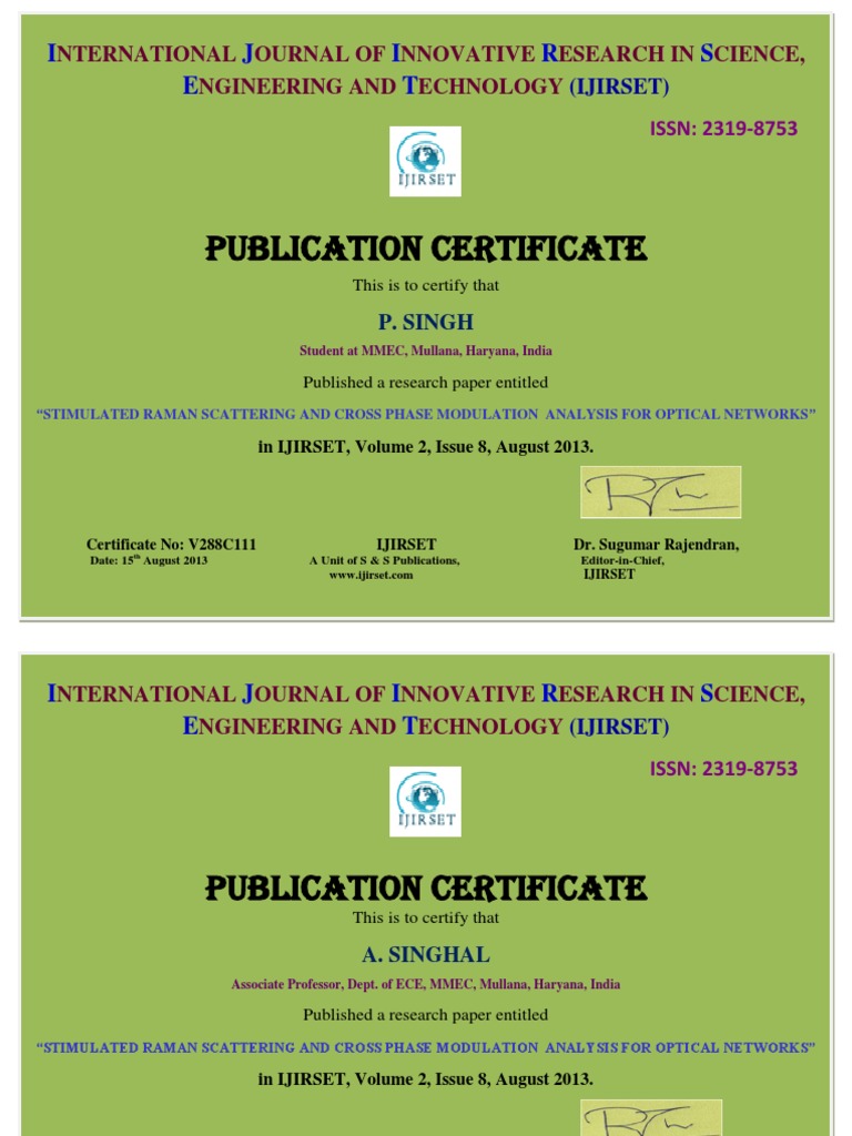 Publication Certificate: I J I R S E T | PDF