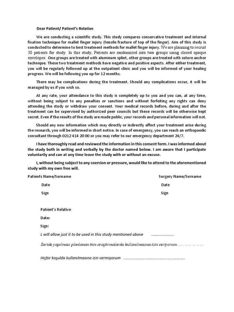Consent Form (Pdfa) | PDF | Orthopedic Surgery | Patient
