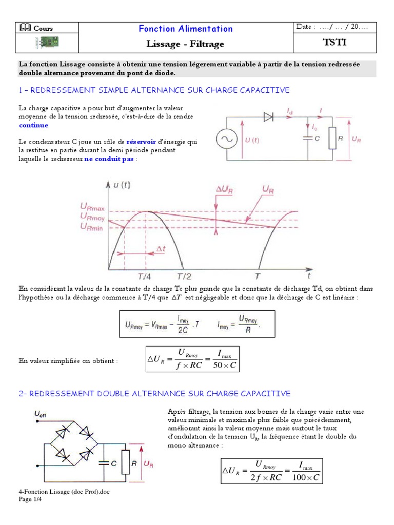 Redressement et Filtrage Électrique | PDF | Redresseur | Électrotechnique