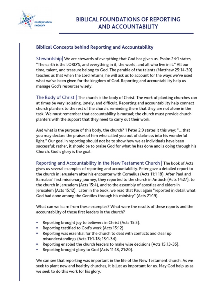 Biblical Foundations of Reporting and Accountability | Download Free ...